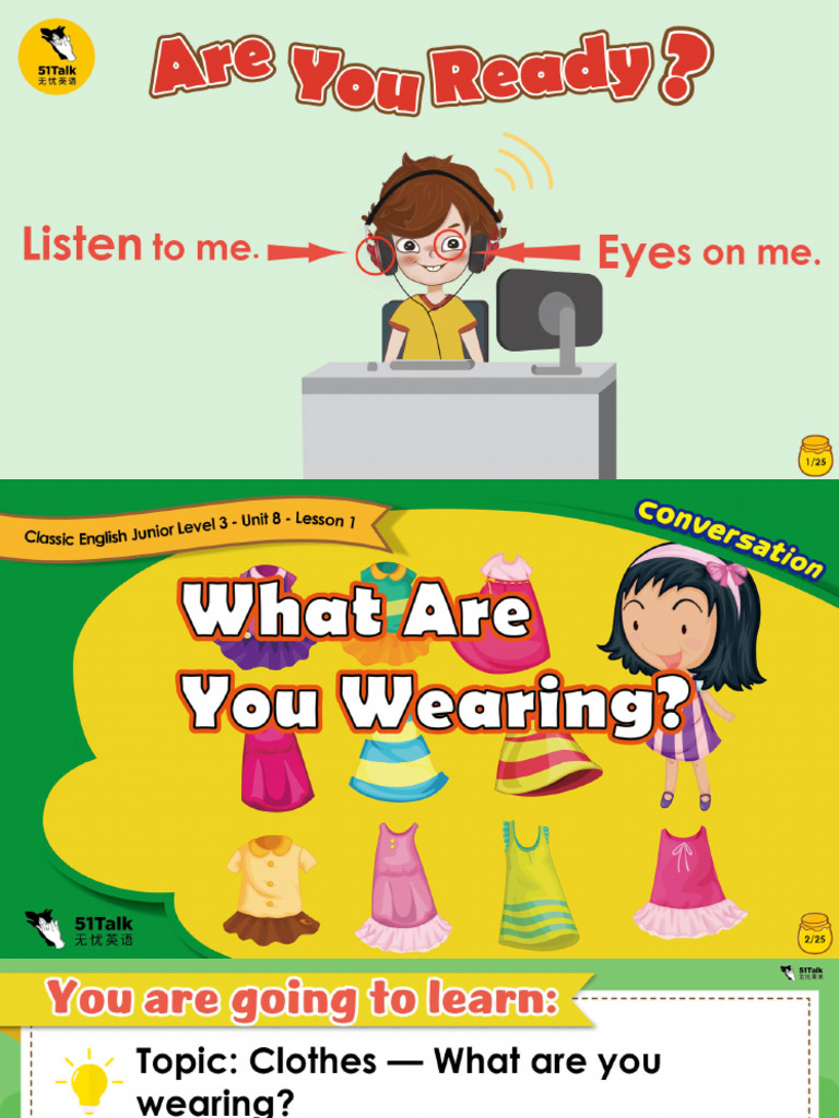 Level 3 - Unit 8 - Lesson 1 - What Are You Wearing | PDF
