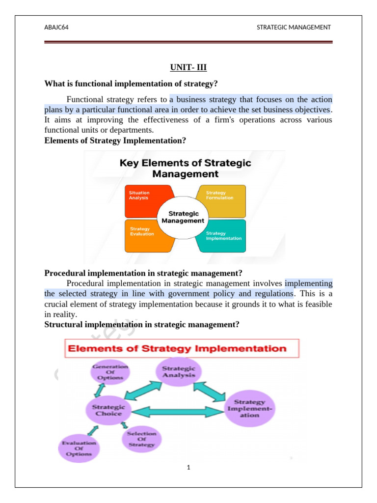 Strategic Management Implementation Guide | PDF | Strategic Management | Leadership