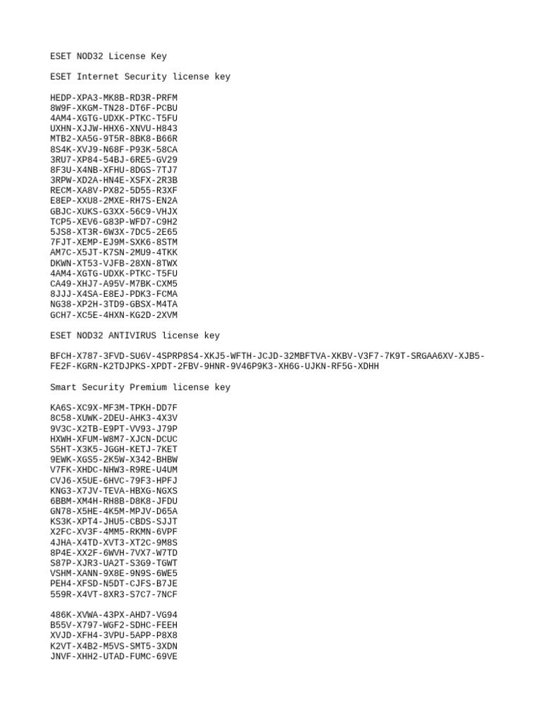 ESET NOD32 License Keys 2025 | PDF
