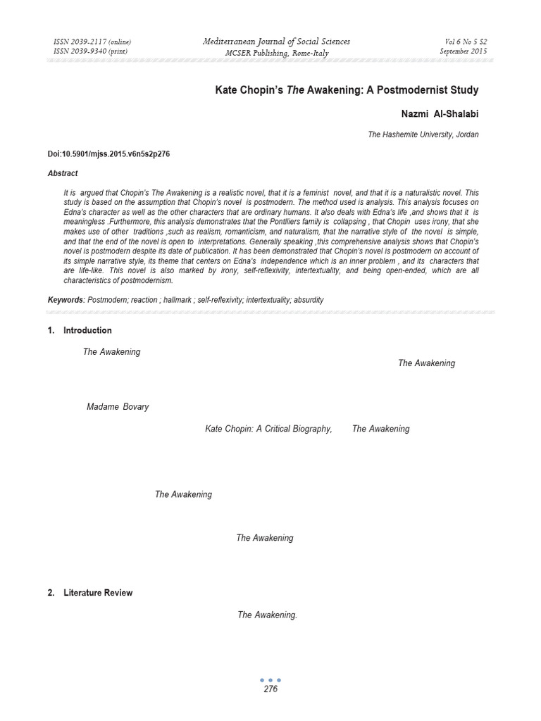 Kate Chopins The Awakening A Postmodernist Study | PDF | The Awakening ...