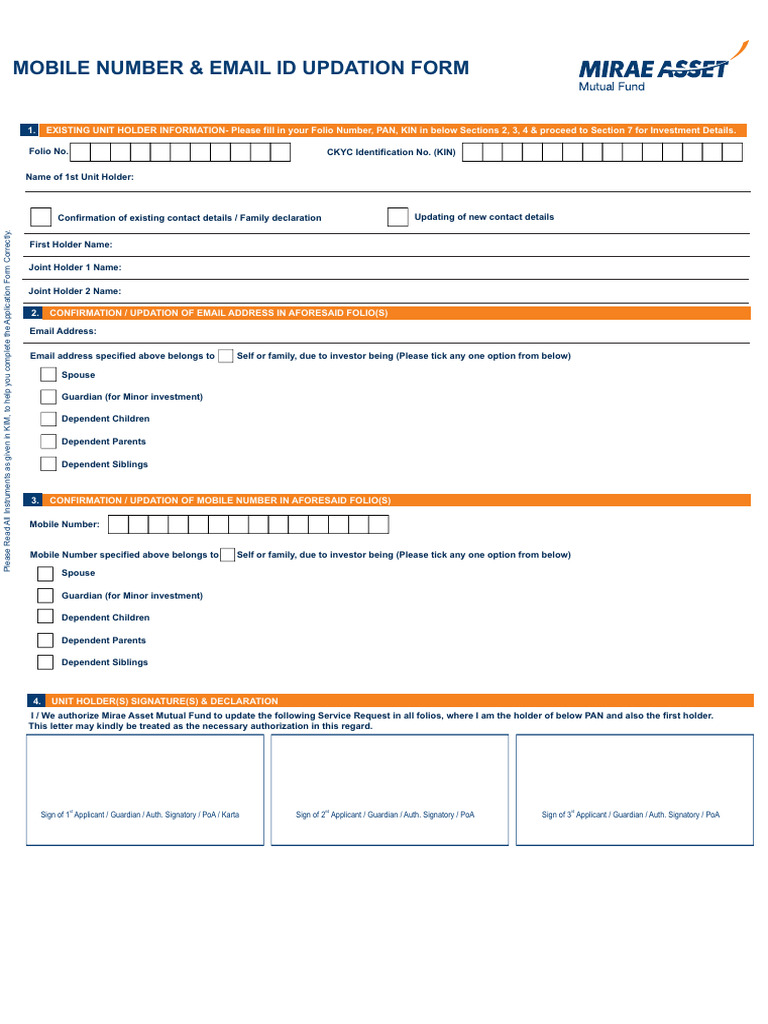 Mobile and Email Updation Form | PDF