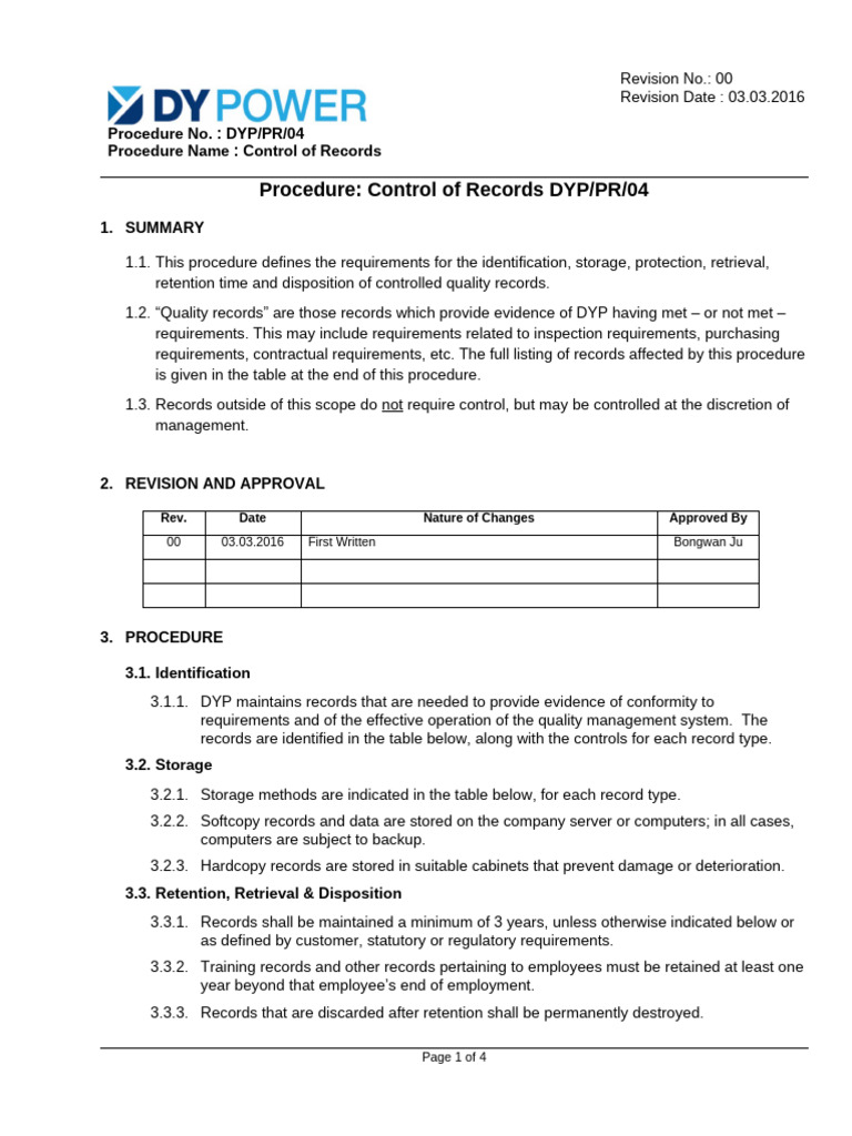 Quality Records Control Procedure | PDF | Backup | Computing