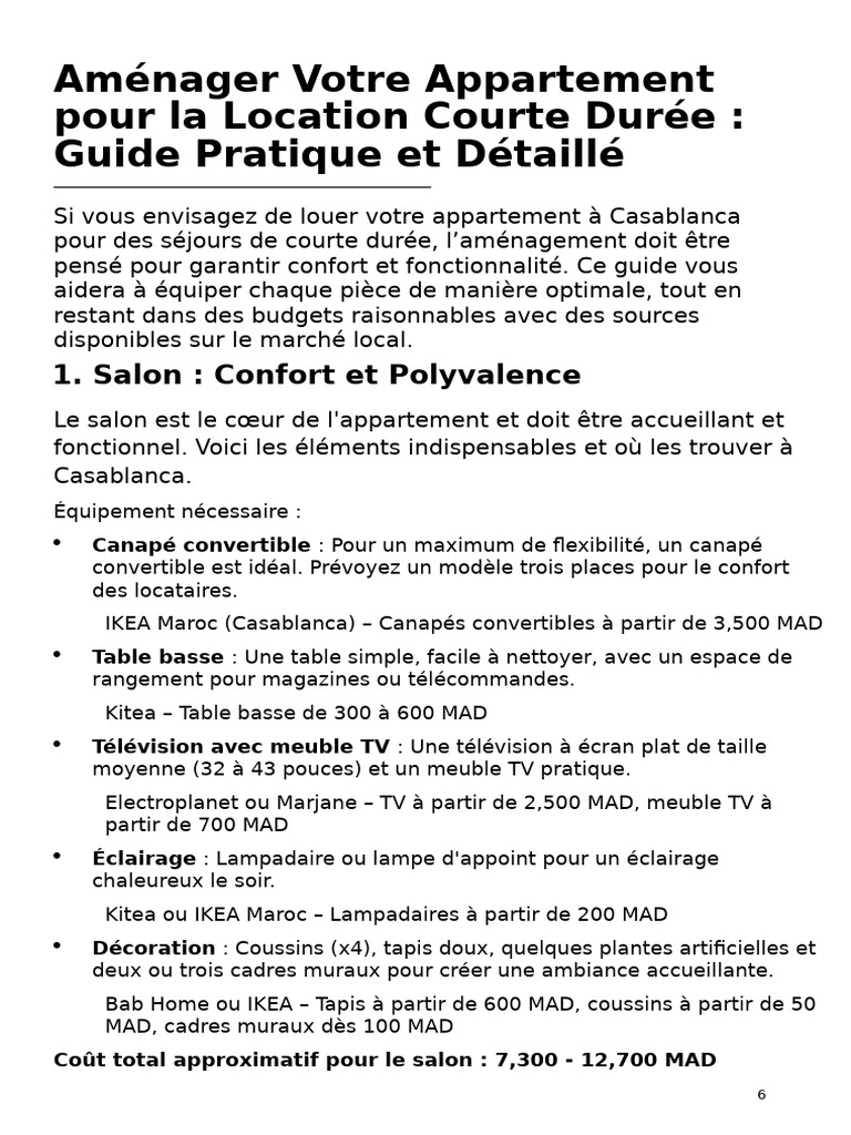 Aménagement d'Appartement à Louer | PDF | Lumière | Vaisselle