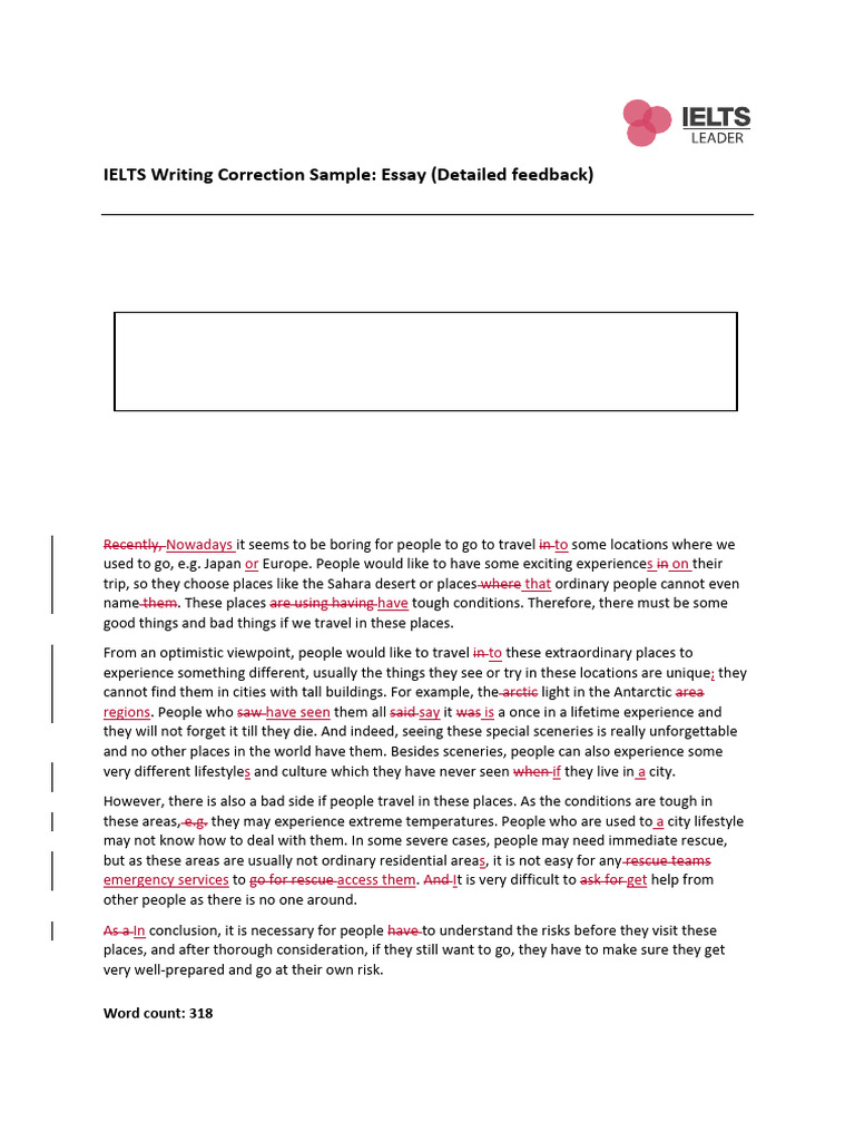 IELTS Writing Correction Sample Essay | PDF | Sentence (Linguistics) | Word