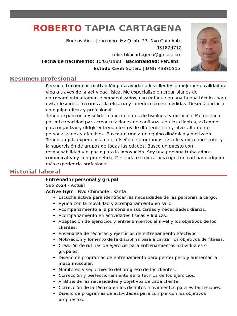 CV_1.docx | PDF | Aptitud física