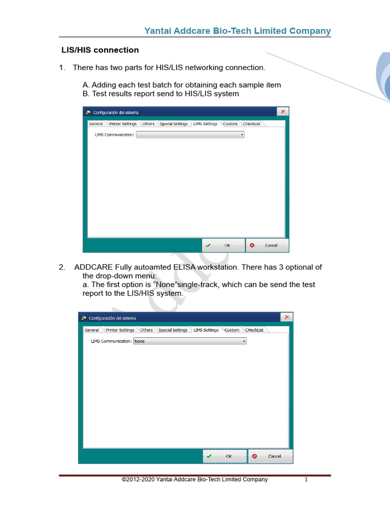 Addcare HIS/LIS Integration Protocol | PDF | Sql | Microsoft Sql Server