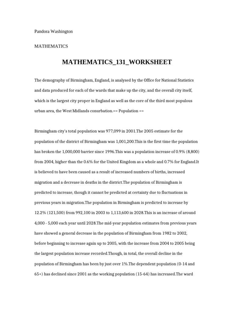 MATHEMATICS_131_WORKSHEET | PDF