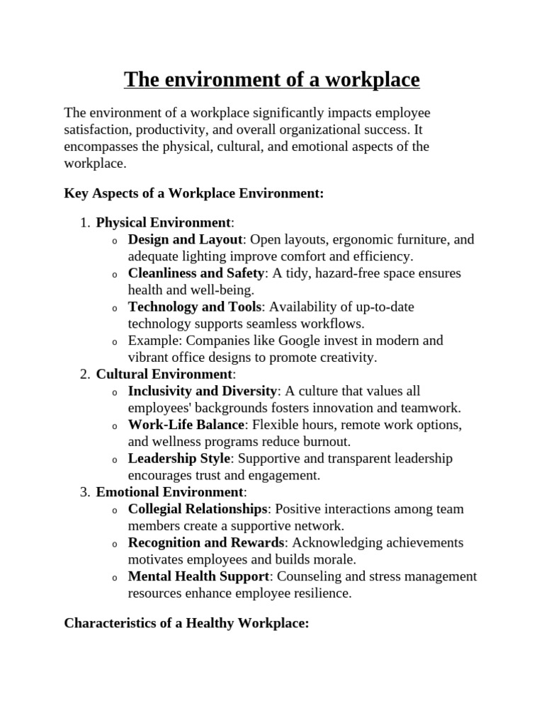 Enhancing Workplace Environment for Success | PDF