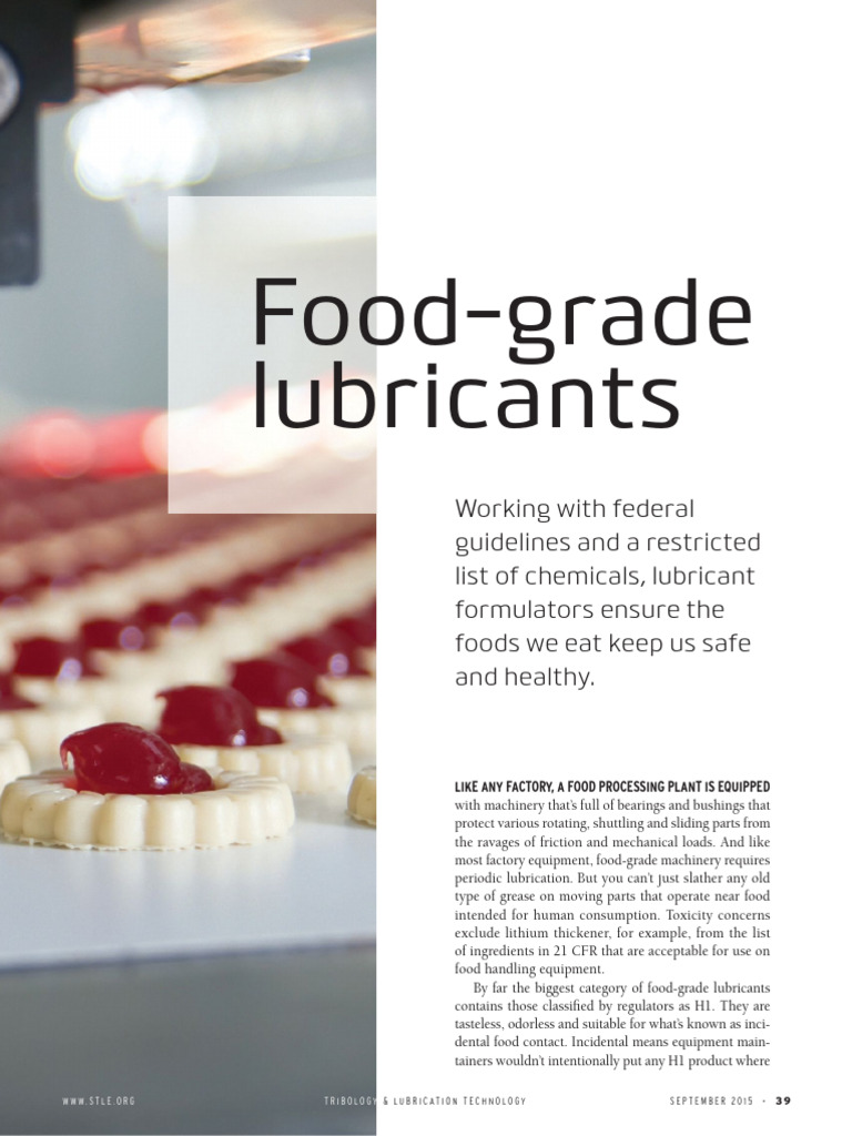 Food-Grade Lubricants - Sept15 TLT | PDF | Lubricant | Materials