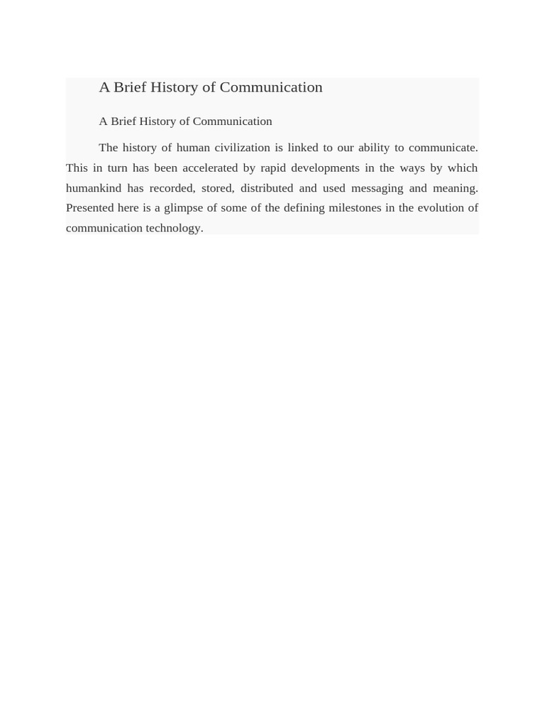 A Brief History of Communication | PDF | Communication | Information