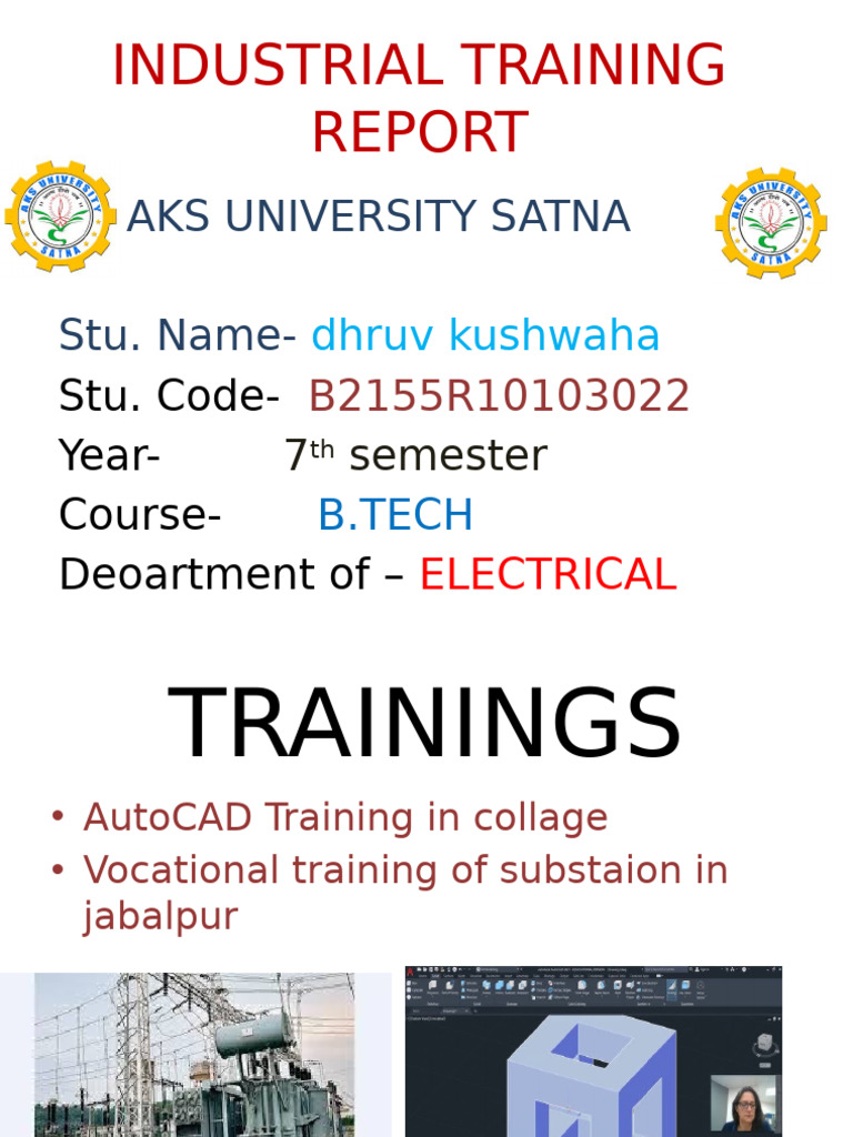 Industrial Training PPT Dhruv | PDF | Electrical Substation ...