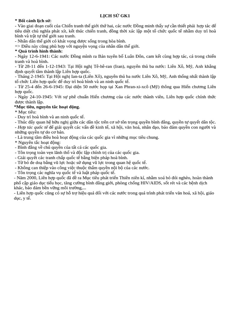 LỊCH SỬ GK1 | PDF