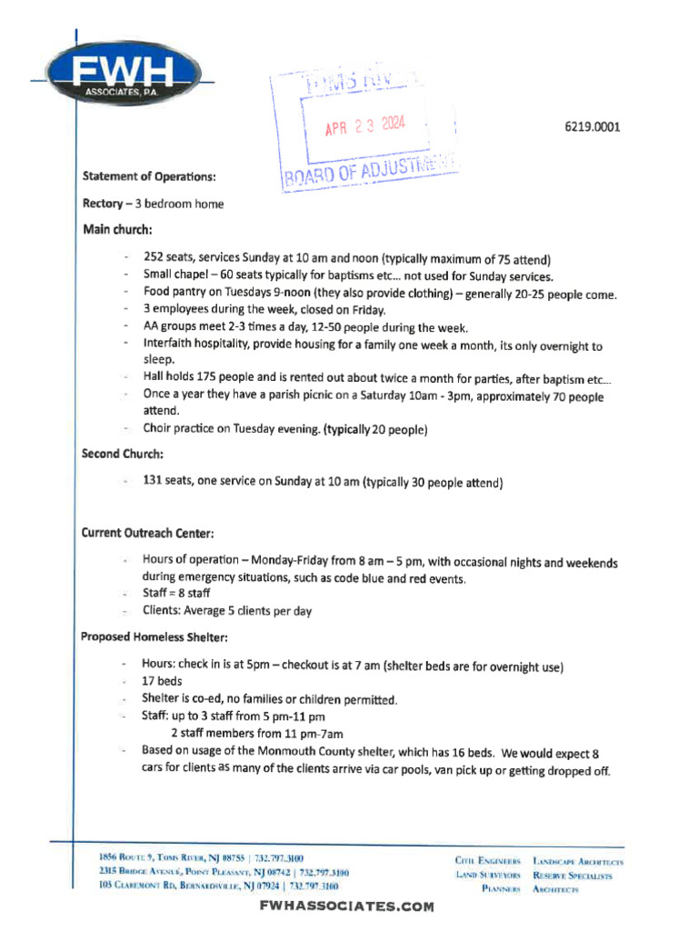 XX-XX-24 Statement of Operations by FWH Associates RE: Church of Christ ...