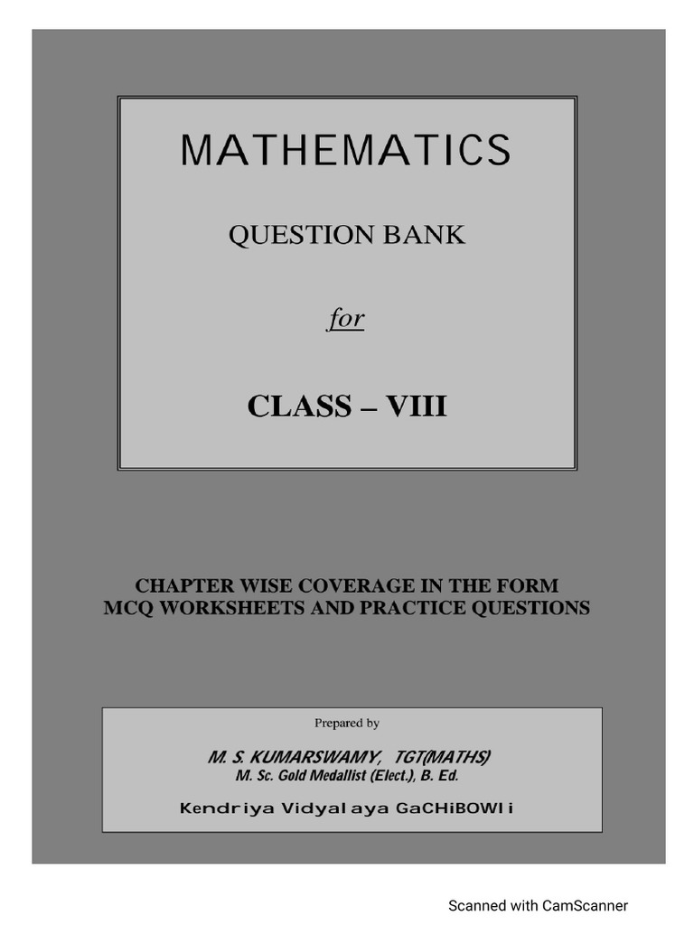 Maths Class Viii Question Bank | PDF