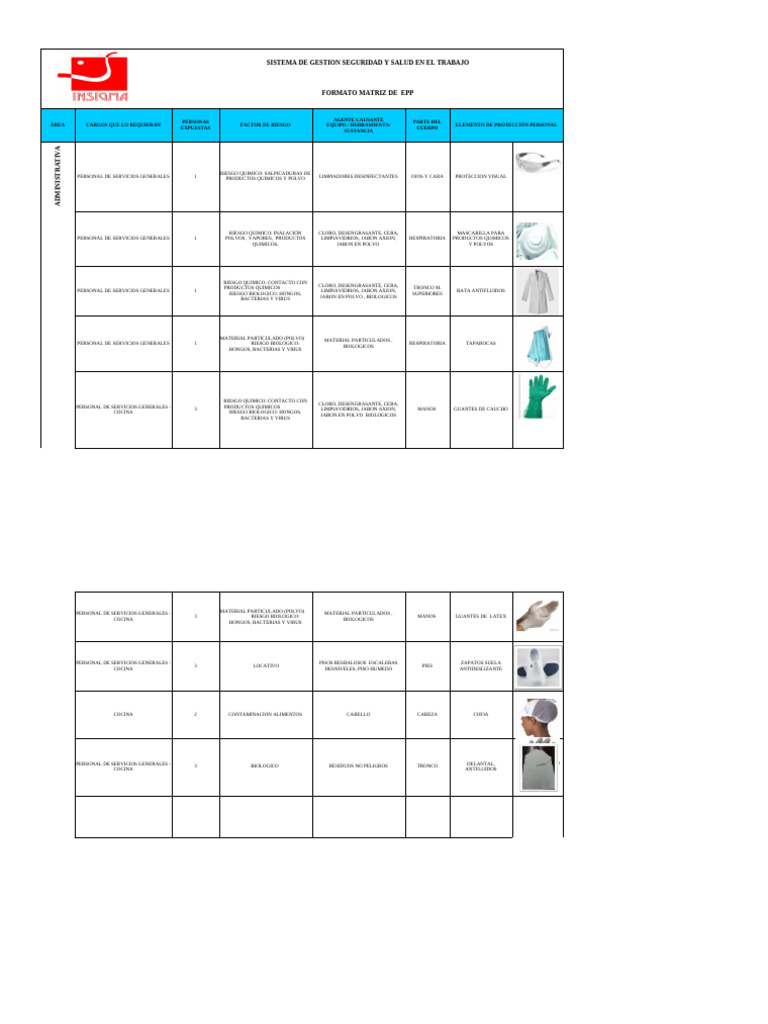 Matriz de Epp | PDF | Guante | Agua