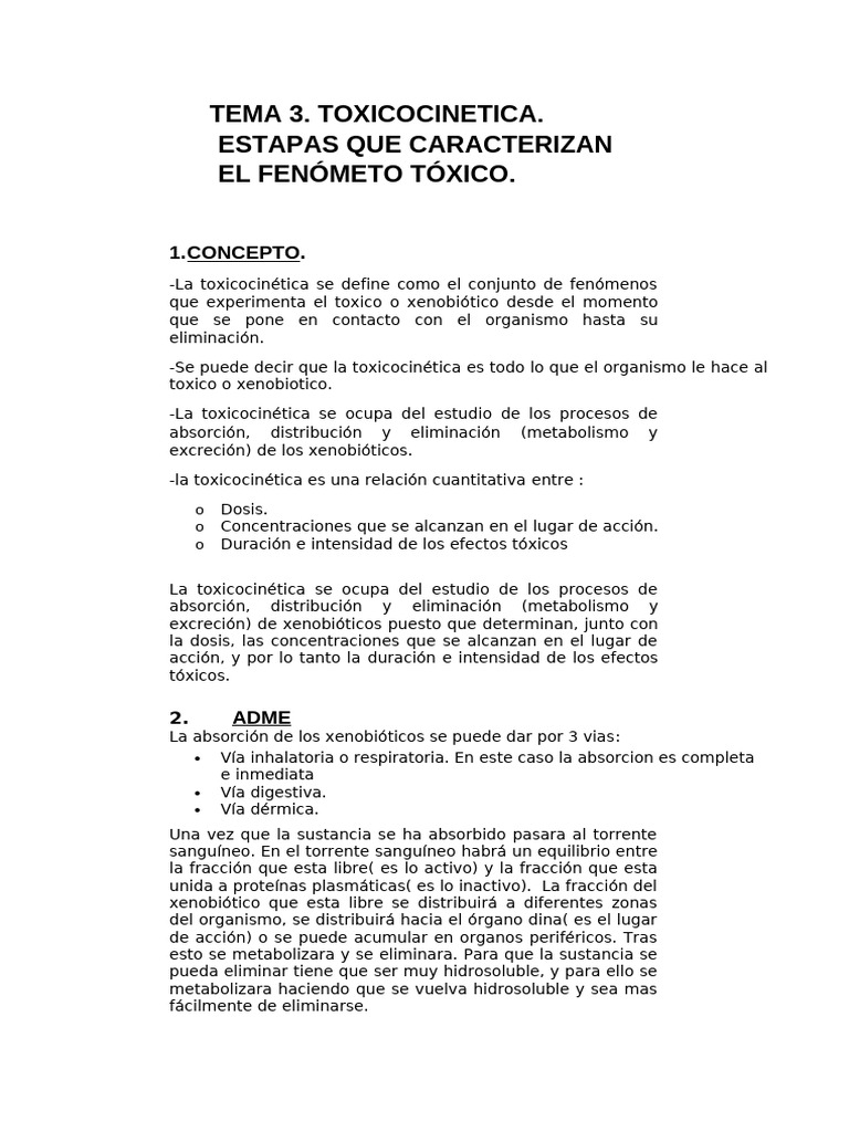 TEMA 3 | PDF | Toxicidad | Biotransformación