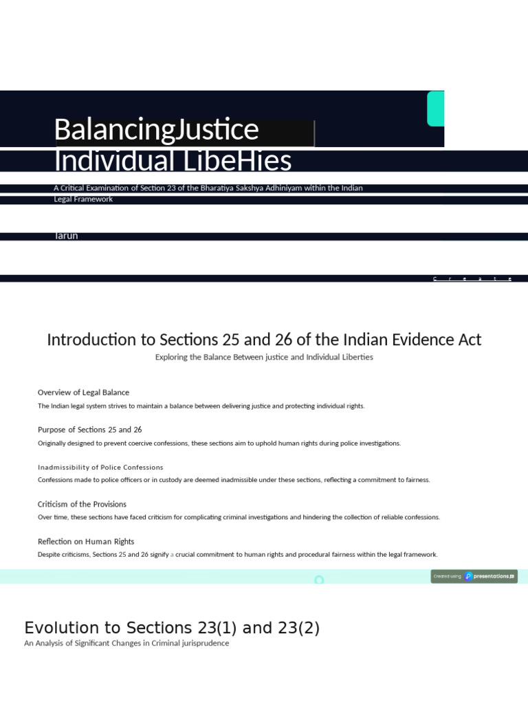 Section 23 of Bharatiya Sakshya Adhiniyam | PDF | Confession (Law) | Police