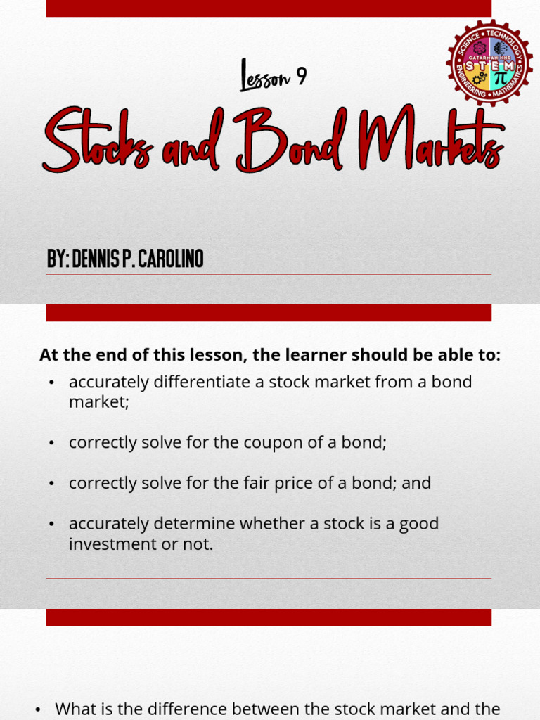 General Mathematics SHS Q2 Lesson 9 - Stocks and Bond Markets | PDF ...