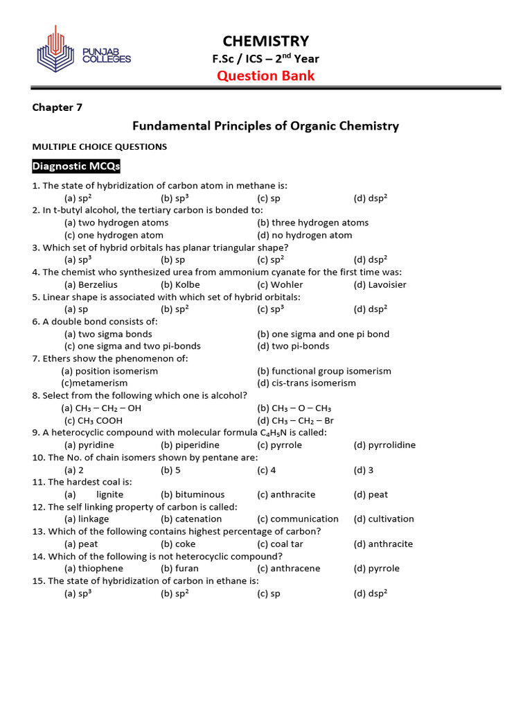 Chemistry 2nd Year Question Bank CH#7 | PDF | Isomer | Functional Group