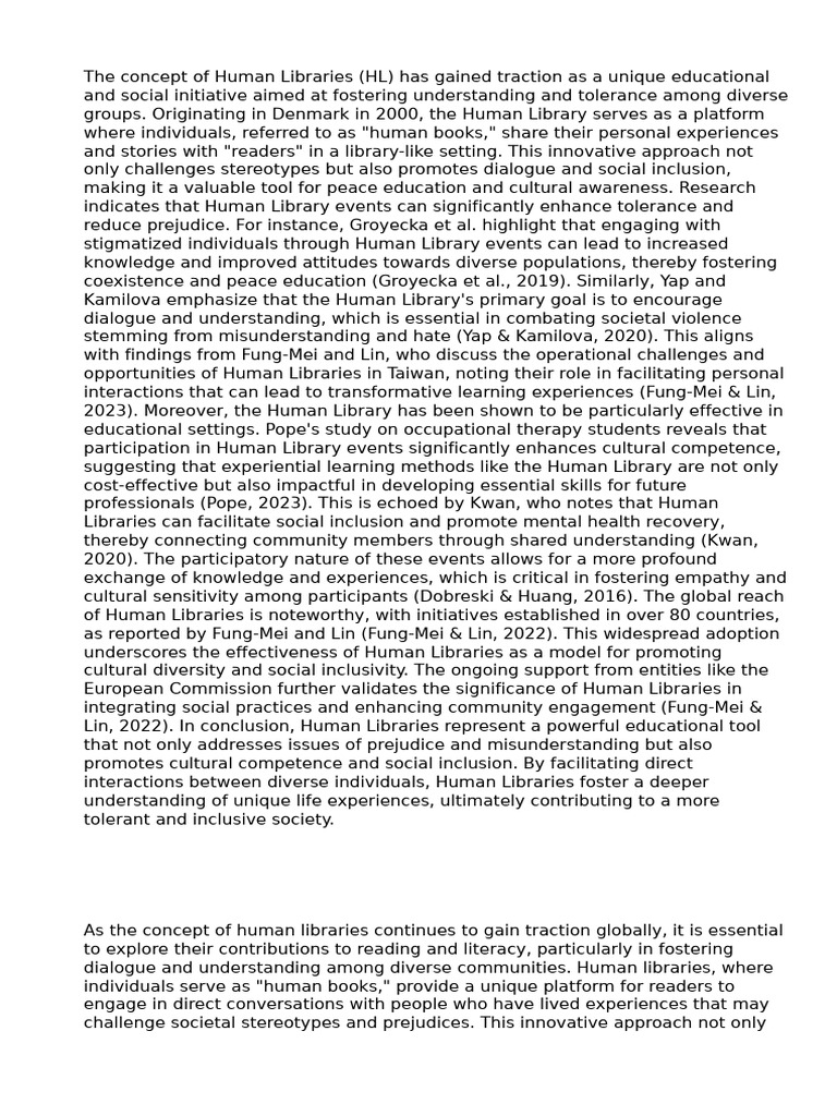 The Concept of Human Libraries | PDF | Literacy | Mental Health