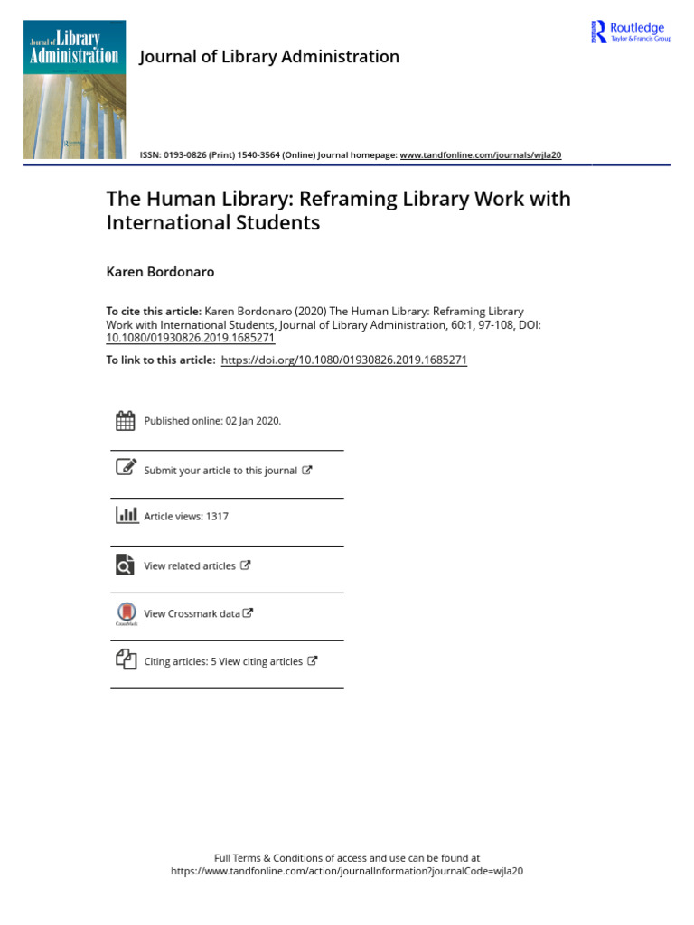 The Human Library Reframing Library Work with International Students ...