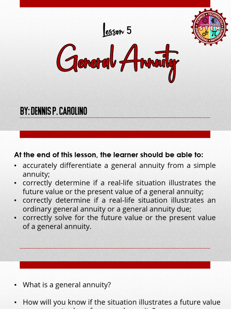 General Mathematics SHS Q2 Lesson 5 - General Annuity (1) | PDF ...