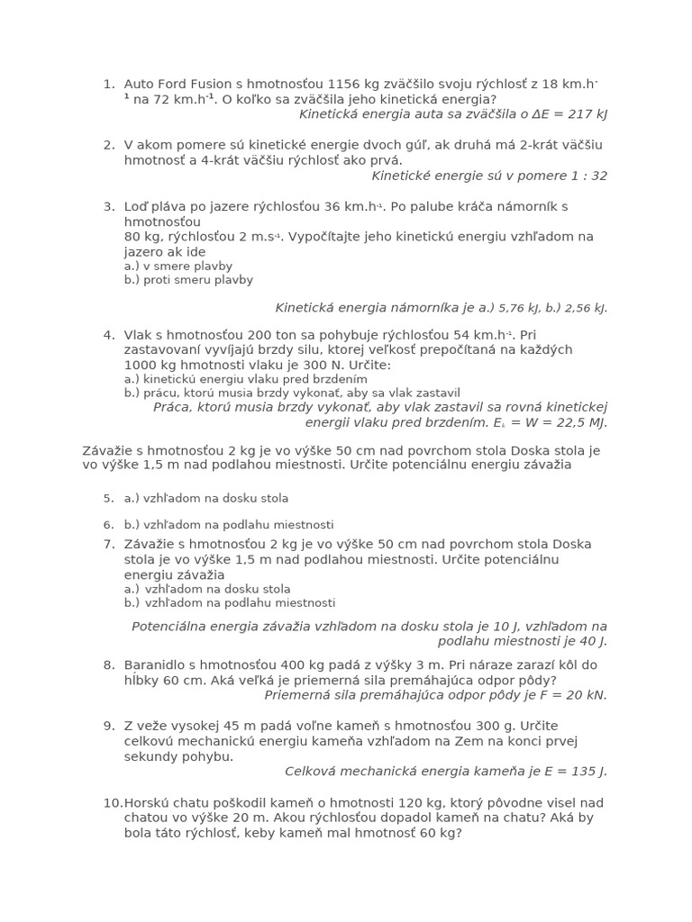 Energia Priklady | PDF