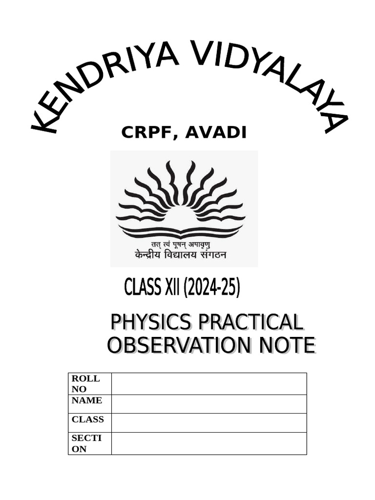 Xii Physics Practical Observation Note - 2023-24 | PDF | Materials ...
