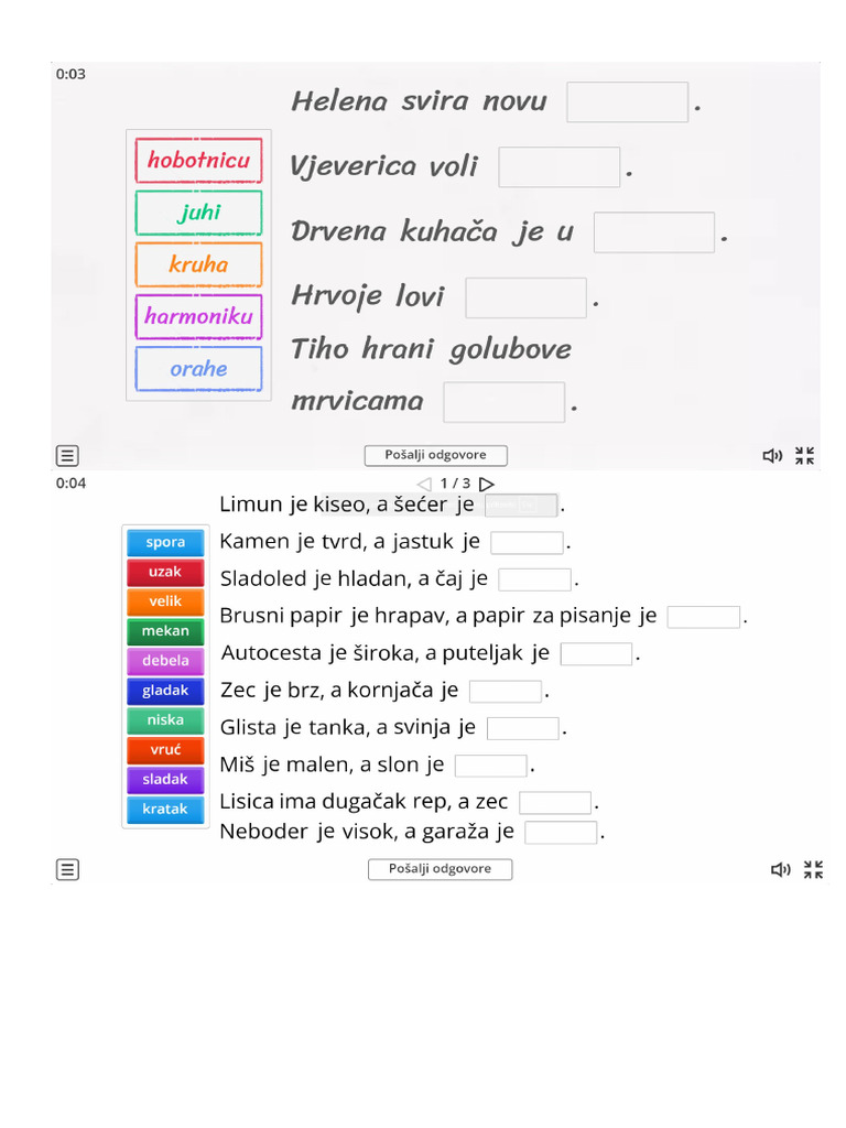 Dopuni Rečenice Wordwall Slike | PDF