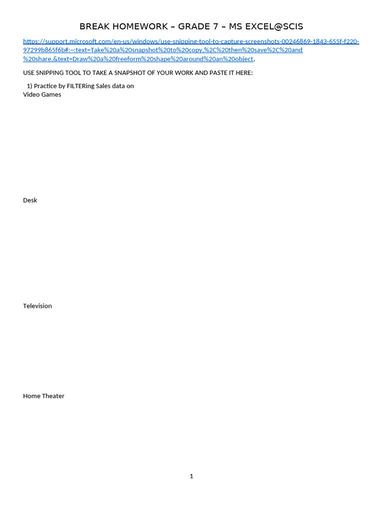 Grade 7 Excel Homework Guide | PDF