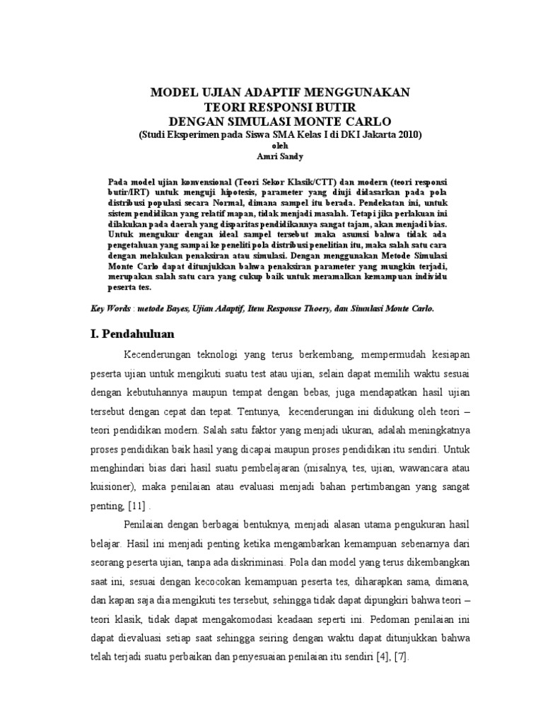 Tes Adaptif Menggunakan Teori Responsi Butir | PDF