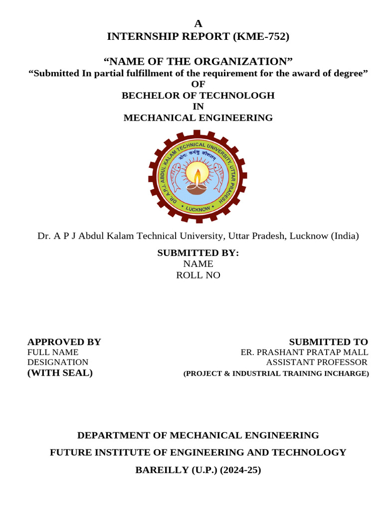 Ind TRNG Front Page Iv Year | PDF