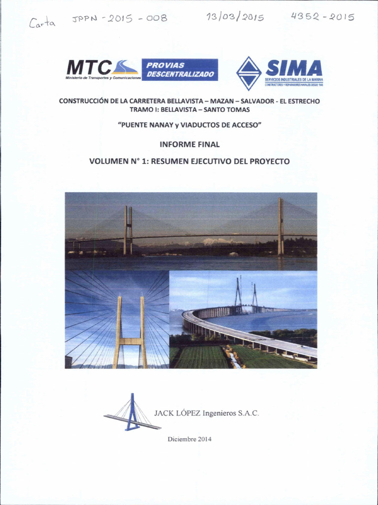 1867.inf Final - Vol-N. 1 Resumen Ejecutivo Del Proyecto | PDF | Hormigón | Puente