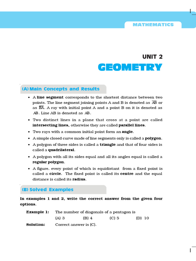 NCERT Class 6 Math Exemplar Unit 2 | PDF | Line (Geometry) | Triangle