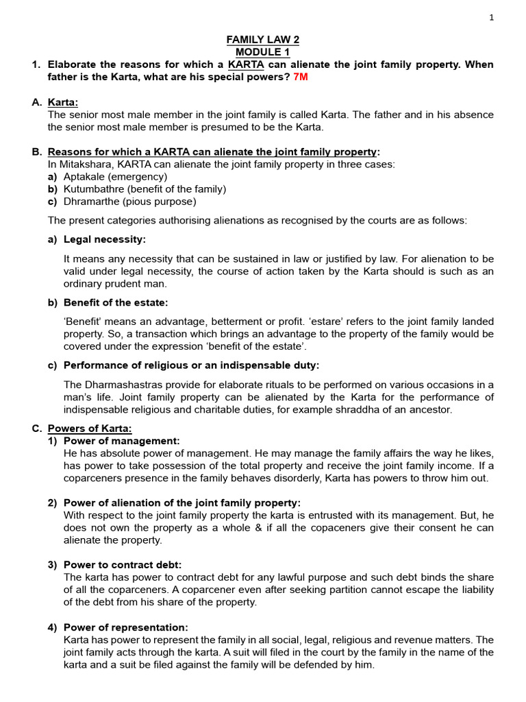 FAMILY LAW 2 Module 1 | PDF | Debt | Property