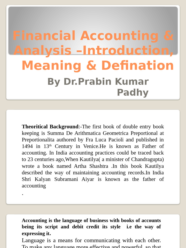 Financial Accounting & Anysis,Introduction,Defination | PDF | Expense | Debits And Credits