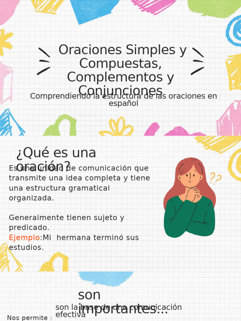 PRESENTACION SOBRE LAS ORACIONES SIMPLES COMPUESTAS, COMPLEMENTOS Y ...