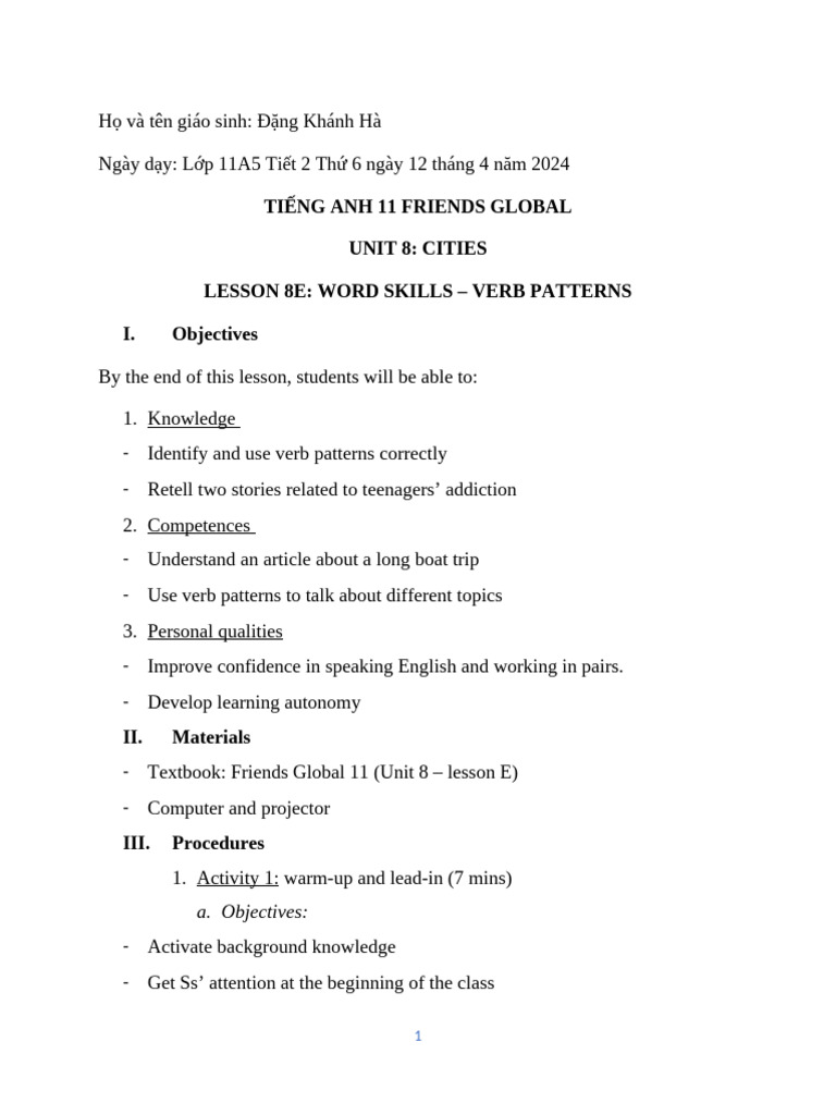 lesson plan 8E | PDF | Learning | Cognition