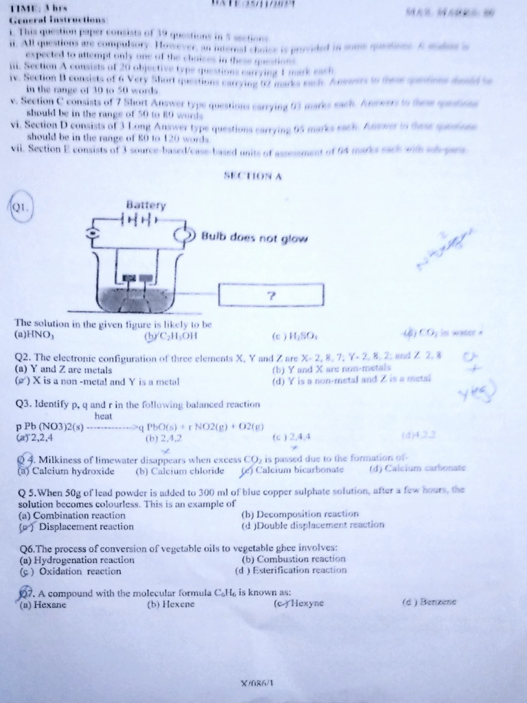 Sls Dav Pre Board Science | PDF | Chemical Reactions | Carbon