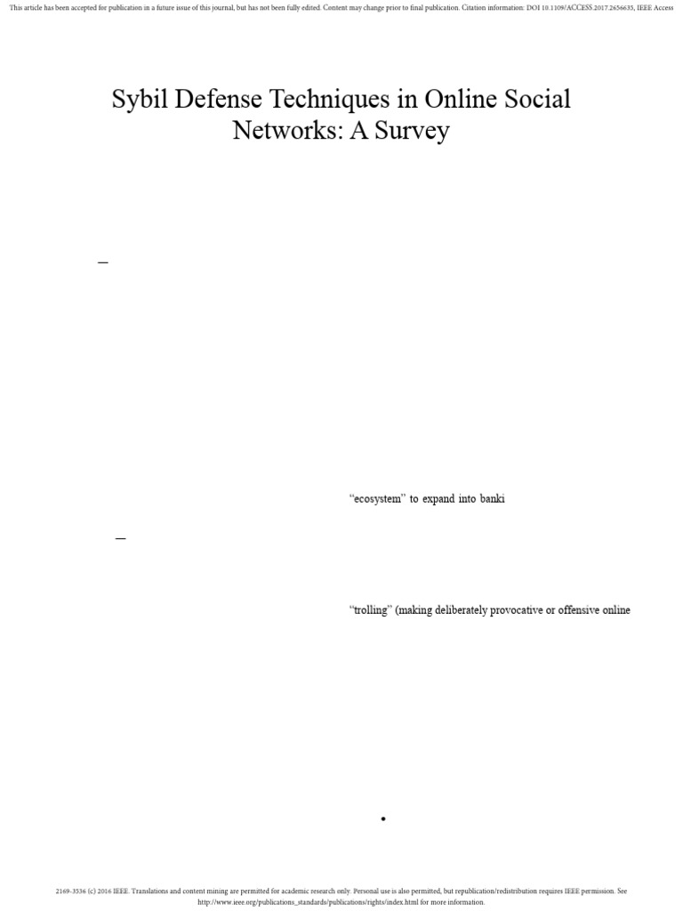Sybil_Defense_Techniques_in_Online_Social_Networks | PDF | Spamming | Facebook