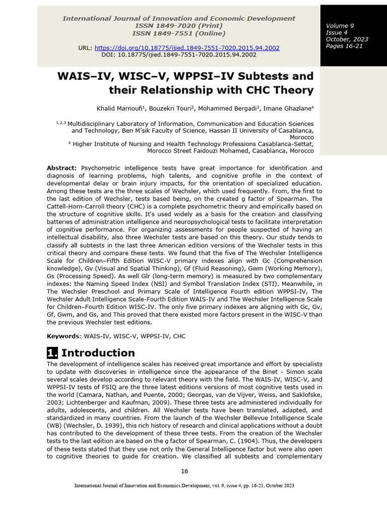 02 - Wais Iv Wisc V Wppsi | PDF | Wechsler Adult Intelligence Scale | Psychology