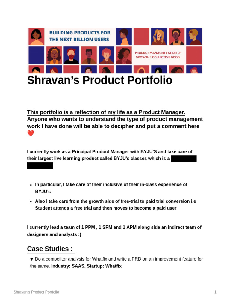 Shravan Tickoo PM Portfolio | PDF | Business