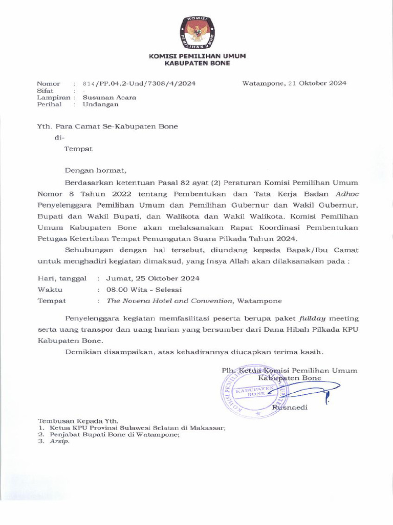 814 - UND - Rakor Pembentukan PAM TPS (Camat) | PDF