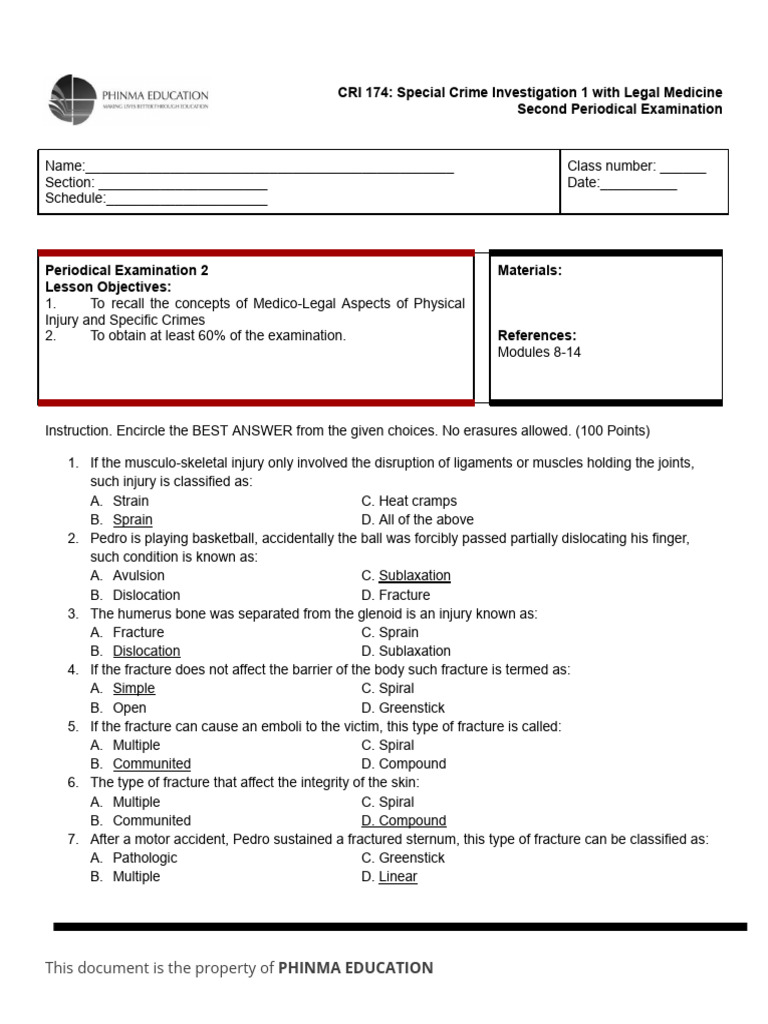 TG Second Periodical Exam CRI 174 | PDF | Wound | Burn