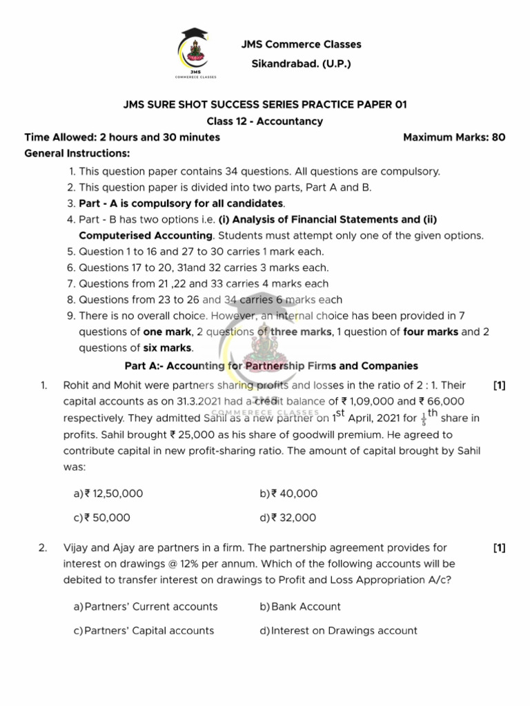 2025 AC - JMS Sure Shot Success Series Practice Paper 01 04-Dec-2024 21-43-13 | PDF