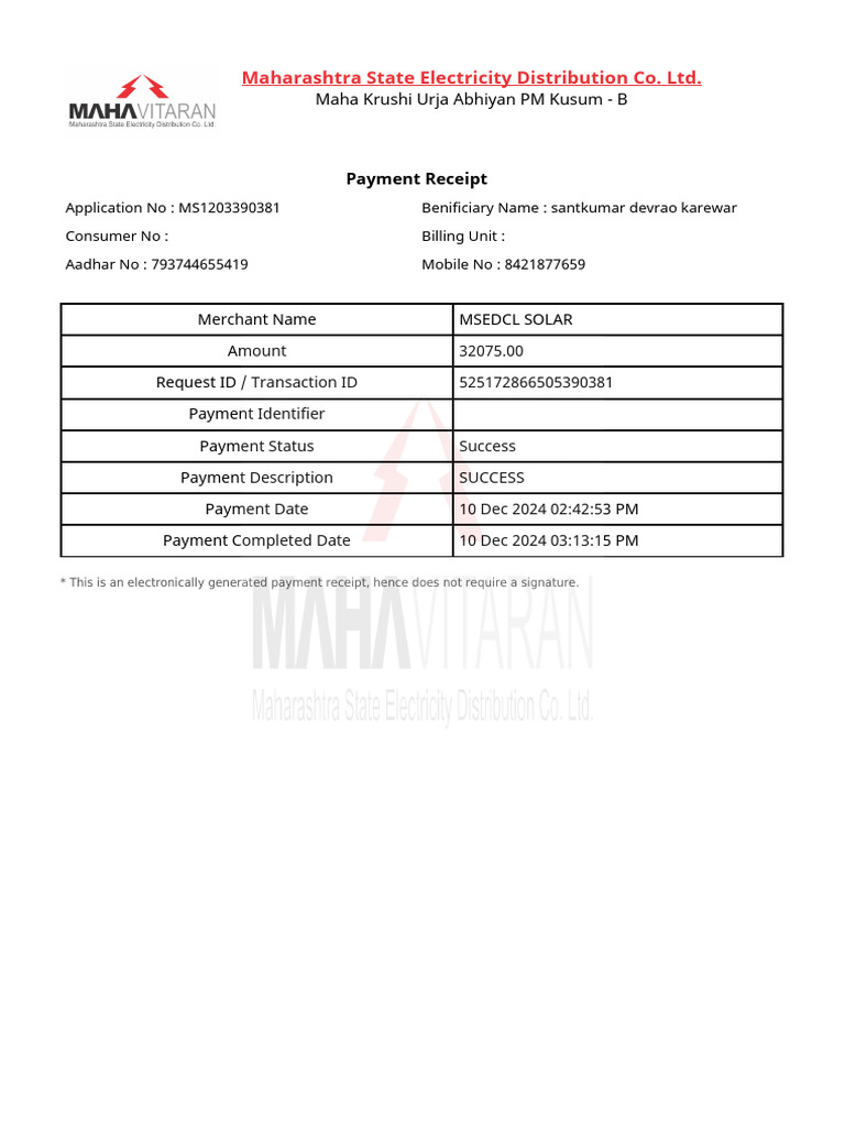 Payment Receipt | PDF