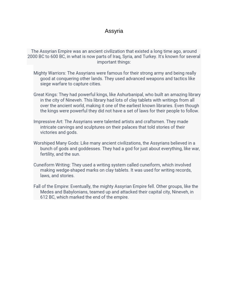 Overview of the Assyrian Empire | PDF