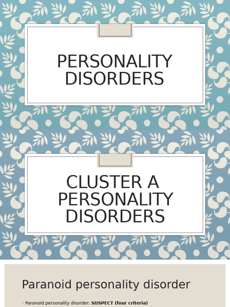 Overview of Personality Disorders | PDF | Personality Disorder ...