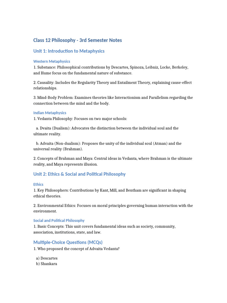 Class 12 Philosophy Notes | PDF