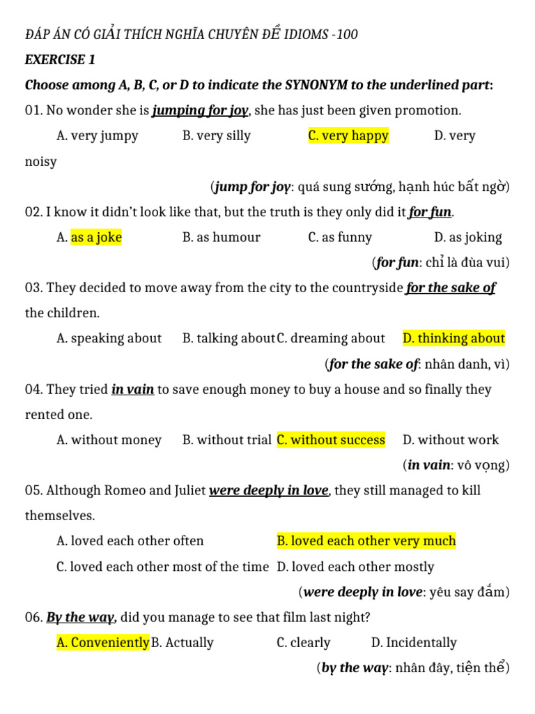 CHUYÊN ĐỀ IDIOMS-100-KEYS | PDF